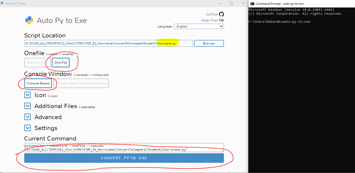 Select Your File Then Convert Py To Exe It Will Run The Conversion And Put The Result In An